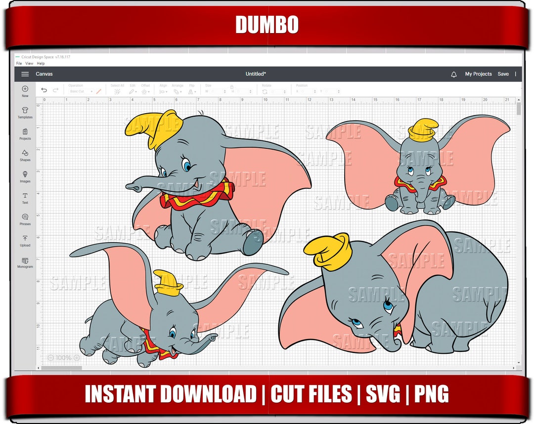 Dumbo Svg Dumbo Clipart Png Dumbo Birthday Party Instant - Etsy Canada