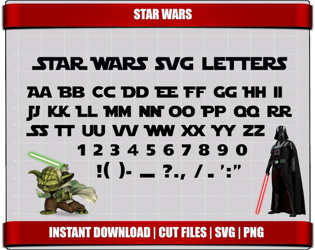 Star Wars Font Svg Letters Alphabet, Star Wars Birthday Party Digital ...