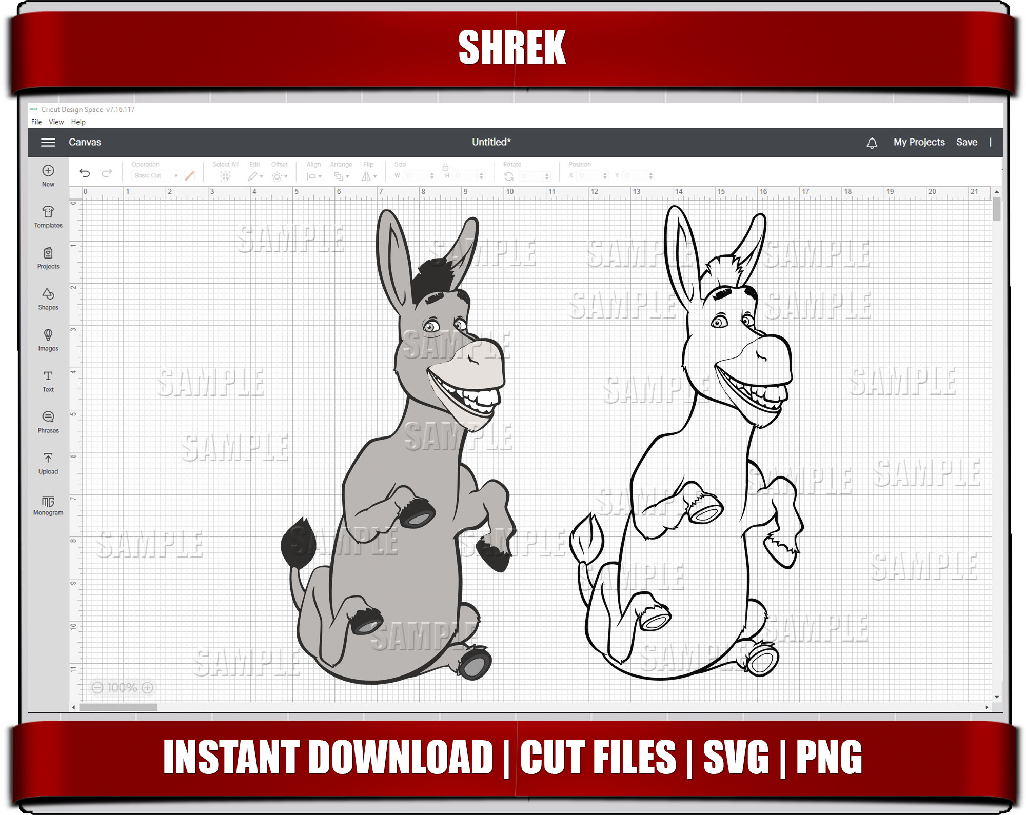 Donkey Svg, Donkey Png Clipart, Shrek Birthday Svg for Cricut ...