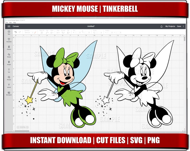 Mickey Mouse Svg Tinkerbell Svg Instant Download Cricut Cut - Etsy