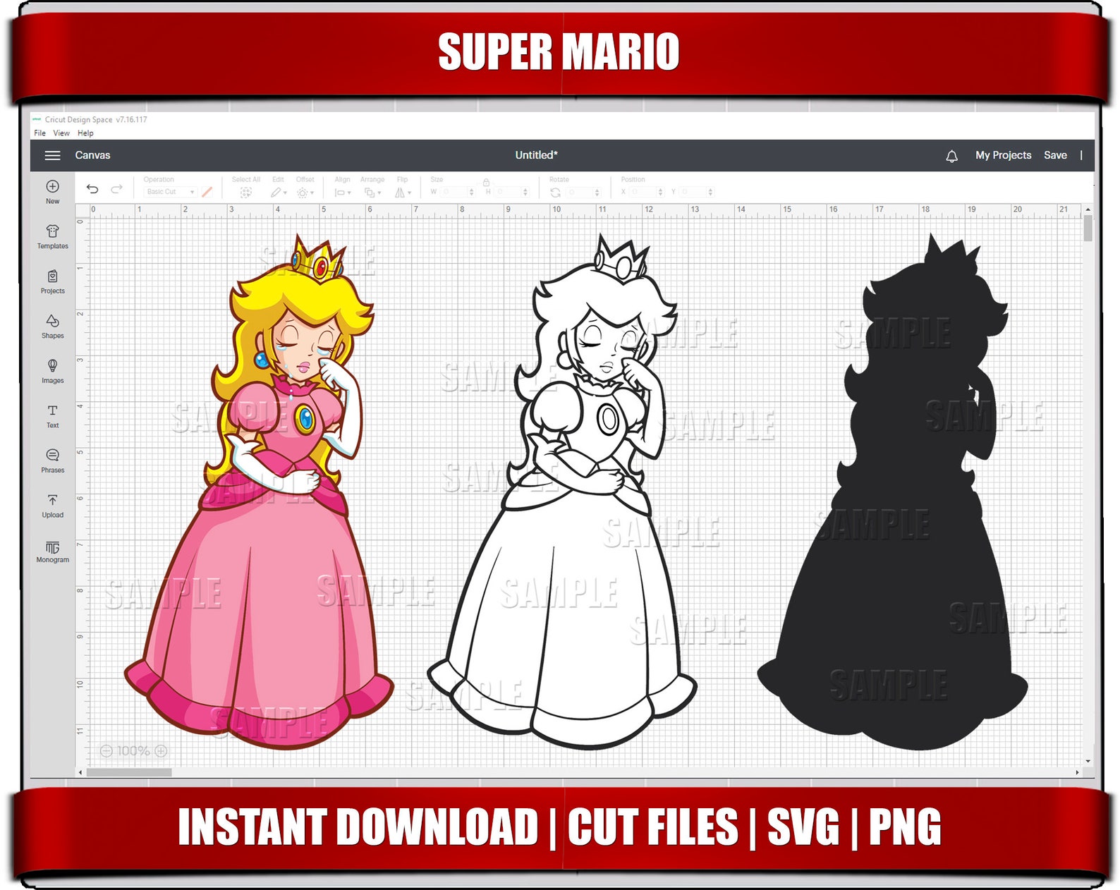 Princess Peach Svg Mario Svg Mario Png Clipart Luigi Svg - Etsy