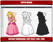 Princess Peach Svg Mario Svg Mario Png Clipart Luigi Svg - Etsy