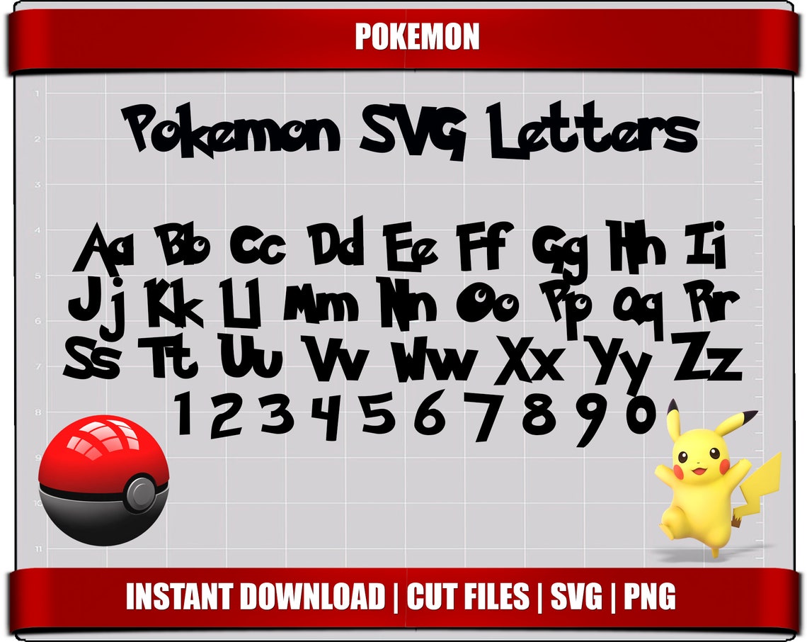 Pokemon Font Svg Letters Alphabet Pokemon Birthday Party - Etsy