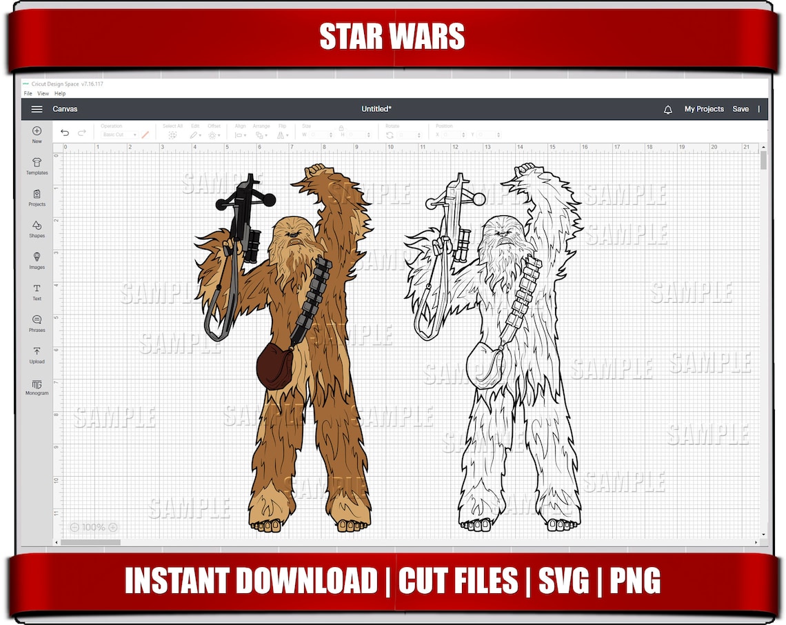 Chewbacca Star Wars SVG PNG Clipart, Cricut Silhouette Cut Files ...