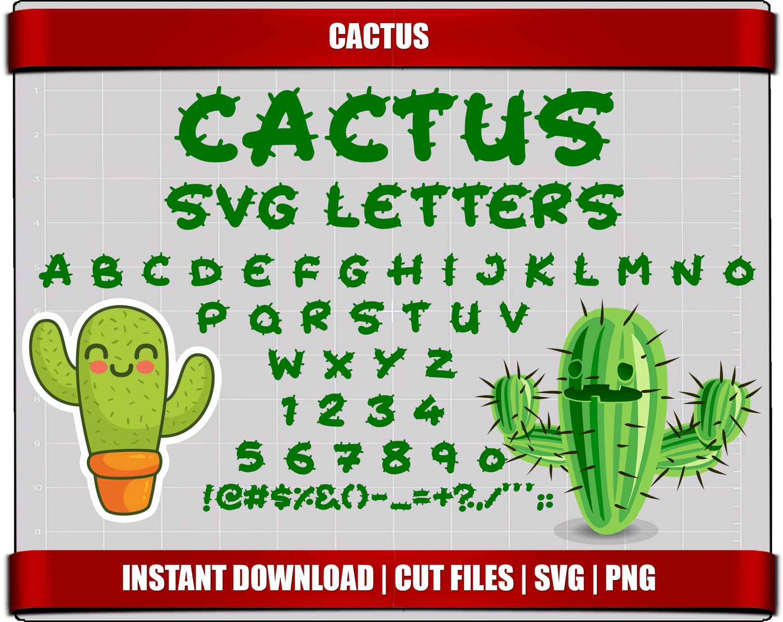 Cactus Font Svg Cut Files Letters Alphabet Cactus Digital | Etsy