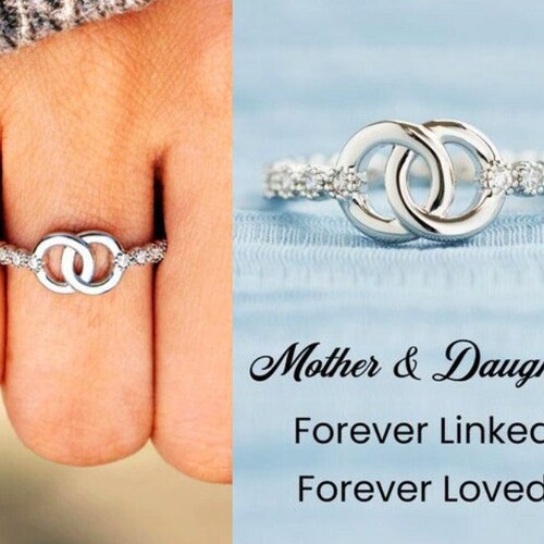 Mother & Daughter Forever Linked Interlocking Ring Sterling - Etsy