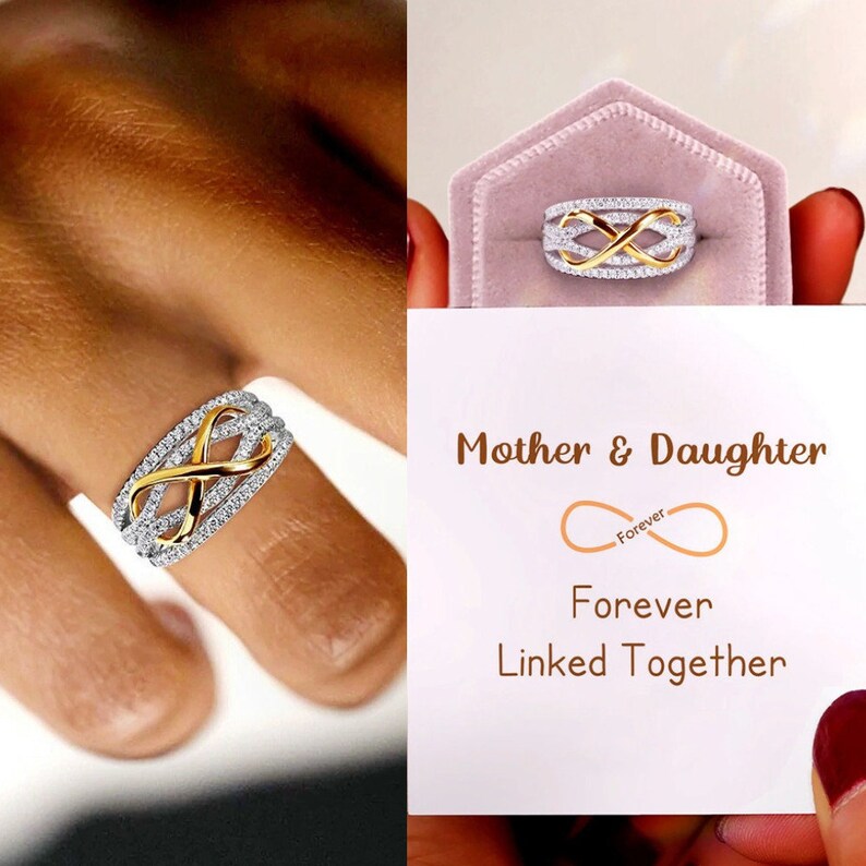 Mother And Daughter Forever Linked Together Infinity Knot Ring Etsy