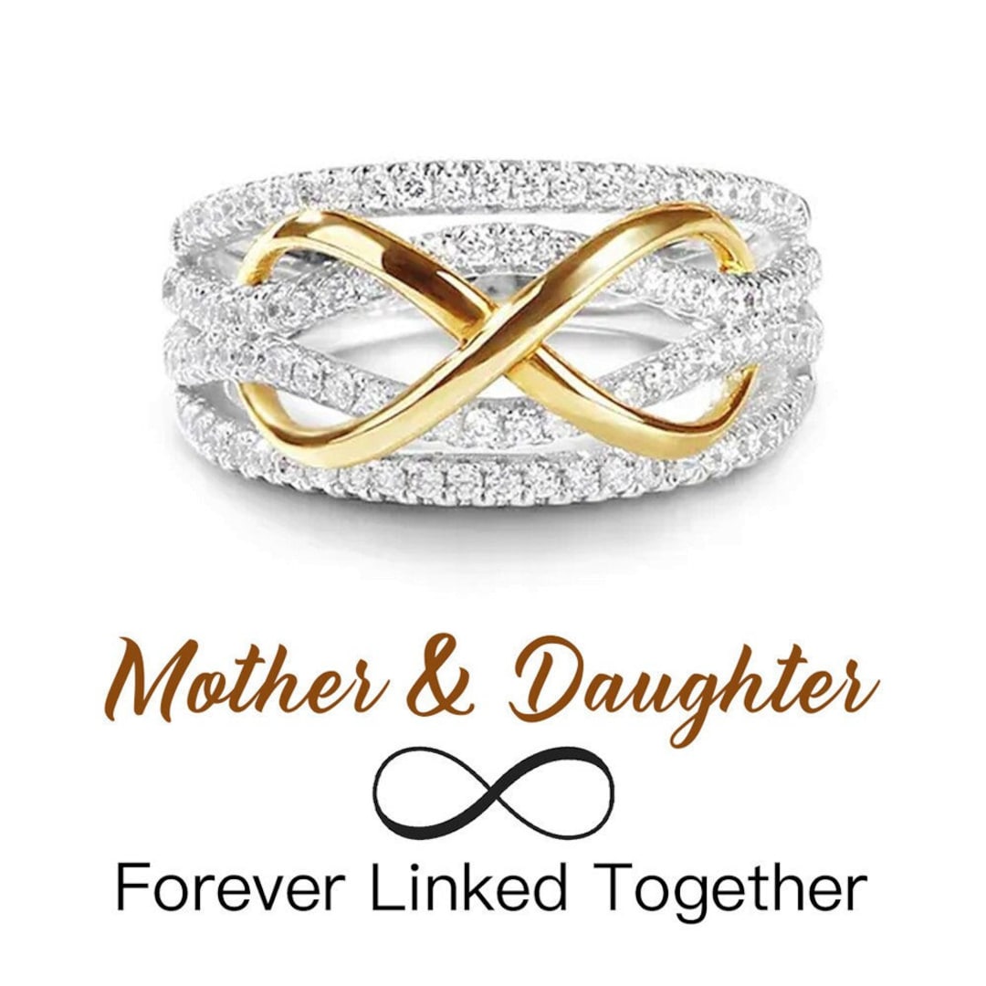 Mother And Daughter Forever Linked Together Infinity Ring Sterling