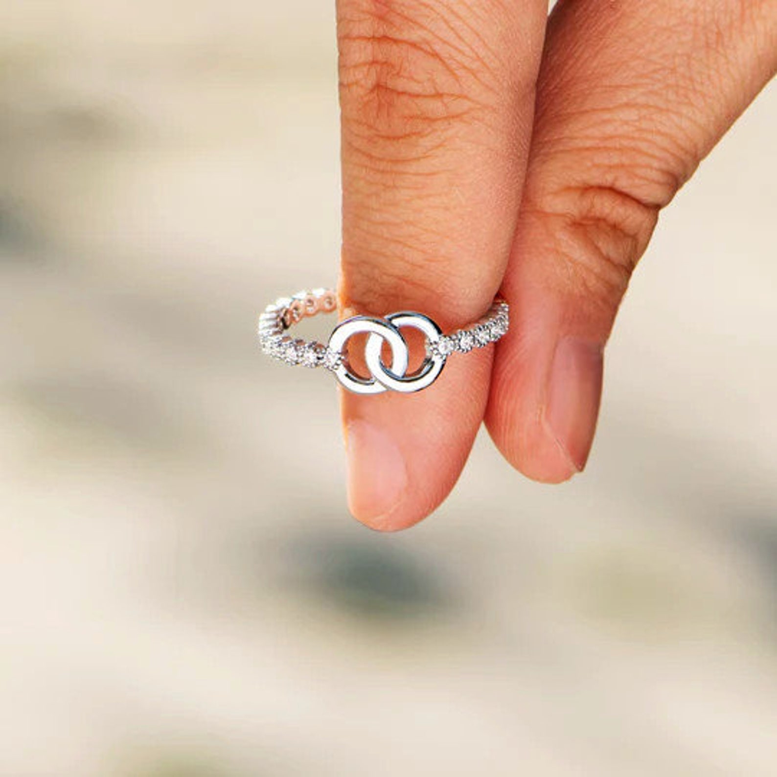 Mother & Daughter Forever Linked Interlocking Ring Sterling - Etsy