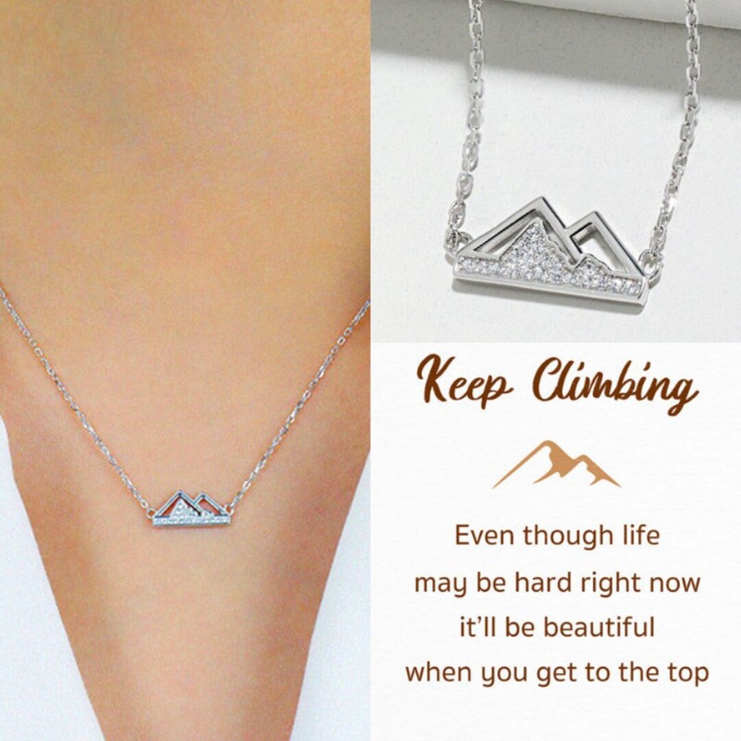 Keep Climbing Mountain Necklace, Get Stronger Necklace, Inspirational ...