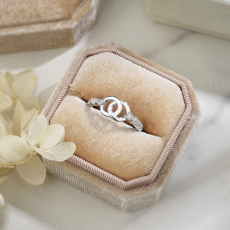 Mother & Daughter Forever Linked Interlocking Ring Sterling - Etsy