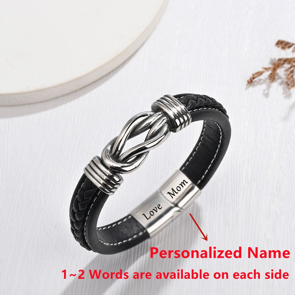 Personalized Infinity Knot Leather Wrap Bracelet Mother Son - Etsy