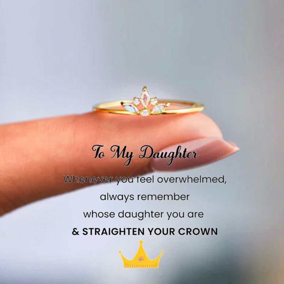 To My Daughter Straighten Your Crown Ring, Sterling Silver Marquise ...