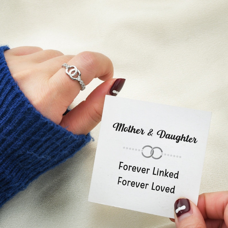 Mother & Daughter Forever Linked Interlocking Ring Sterling - Etsy