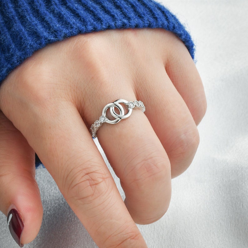 Mother & Daughter Forever Linked Interlocking Ring Sterling - Etsy