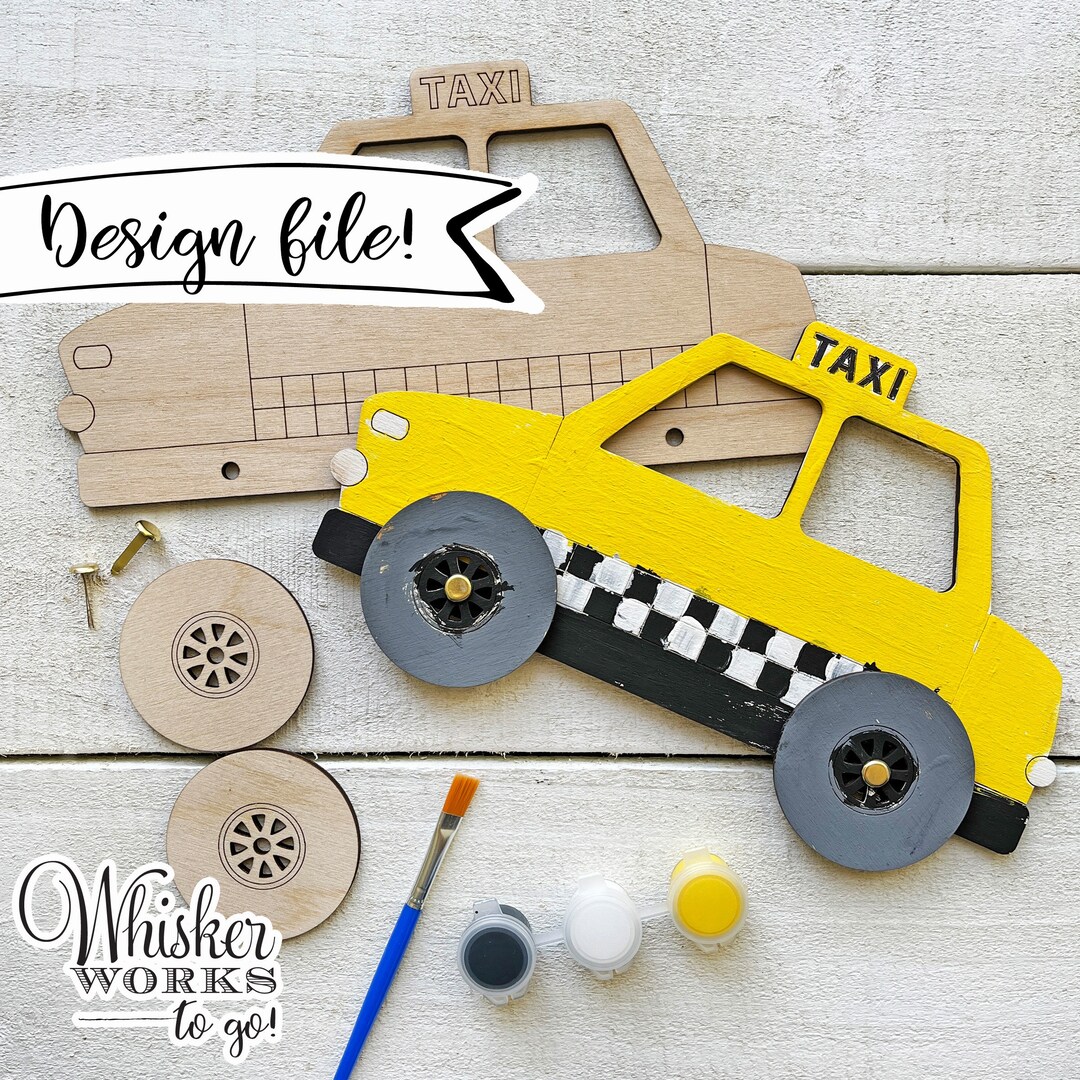 LASER FILE - DIY Taxi Cab Kids Craft - Interactive Craft for Glowforge ...