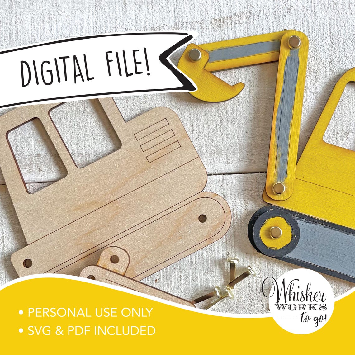 LASER FILE - DIY Excavator Kids Craft - Interactive Craft for Glowforge ...
