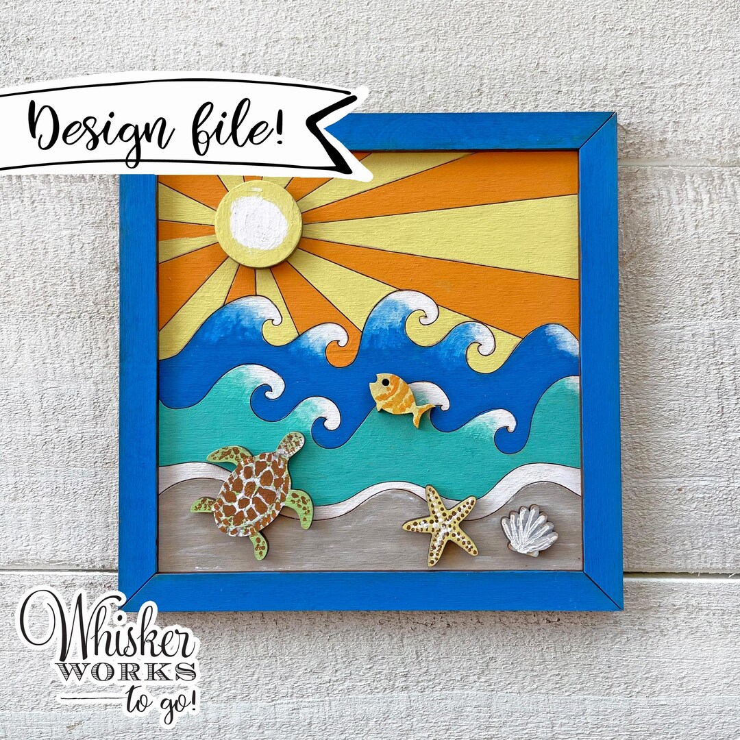 LASER FILE - Beach Ocean Shore Kid Craft - Instantly Download a File to ...