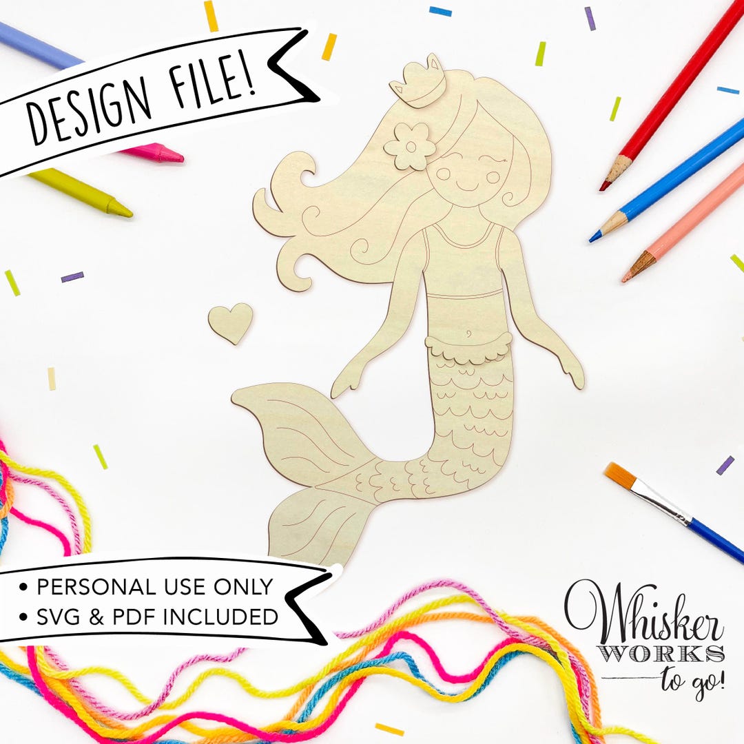 Mermaid Laser Cut File: DIY Craft, SVG & PDF (8.8" X 5.7") - Etsy