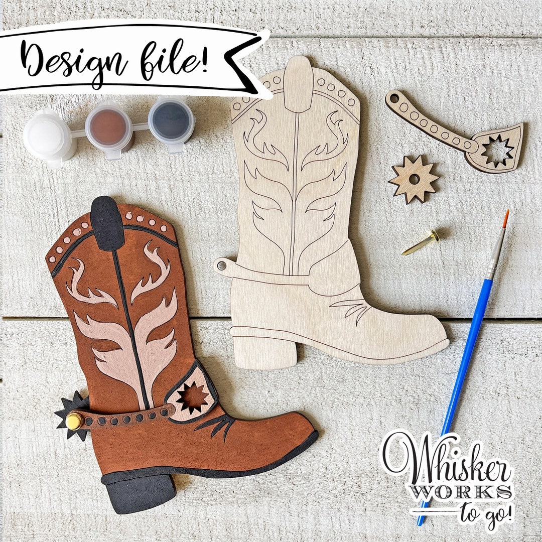 LASER FILE - Classic Cowboy Boot Kid Craft - Instantly Download a File ...