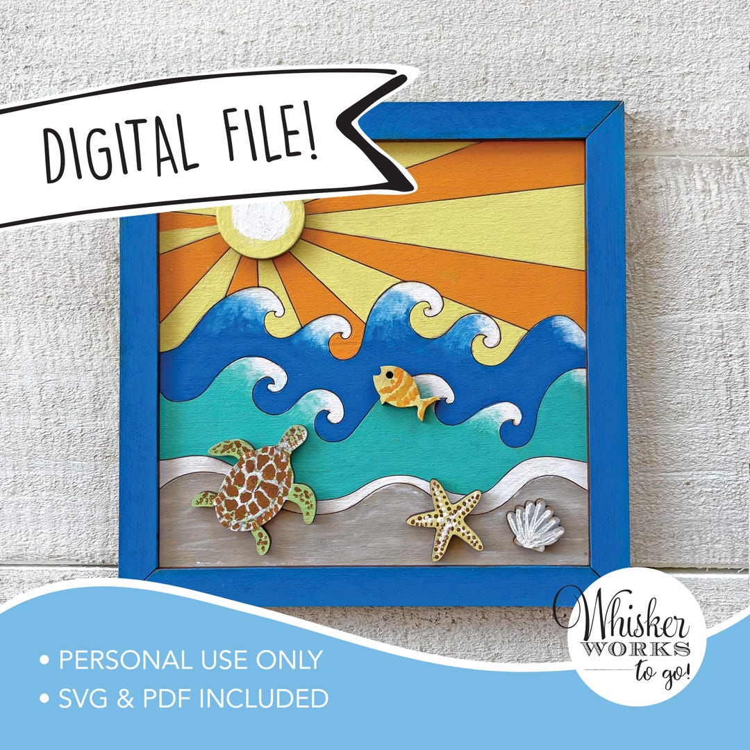 LASER FILE - Beach Ocean Shore Kid Craft - Instantly Download a File to ...