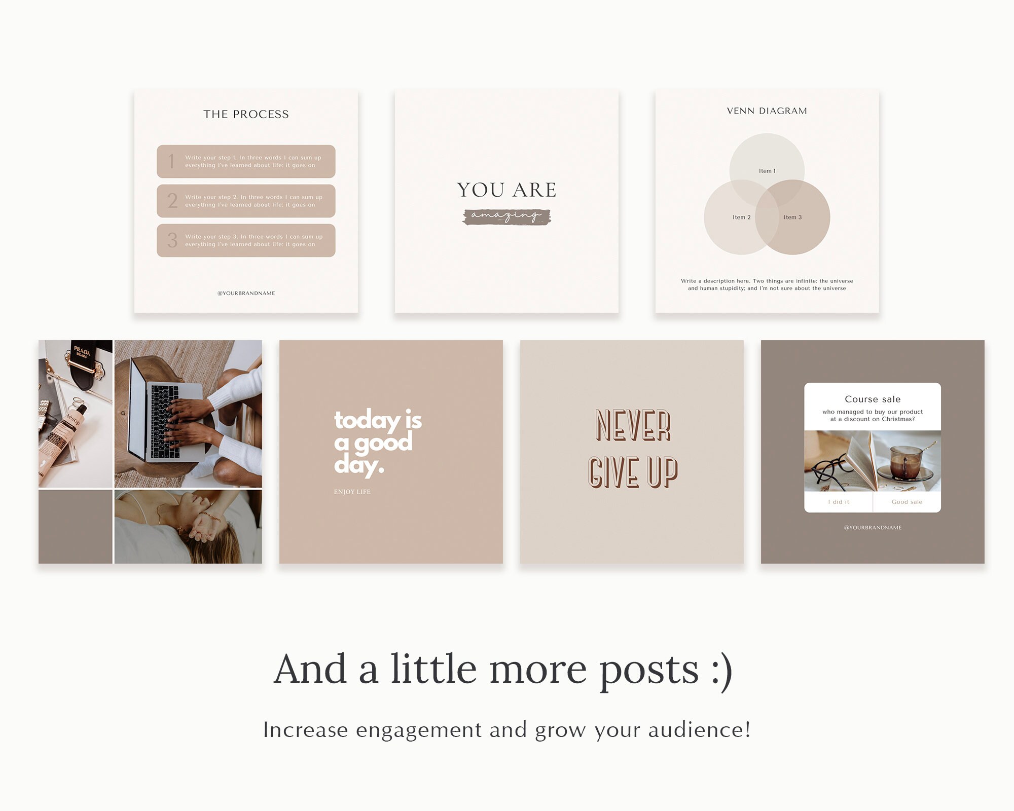 32 Nude Instagram Post Templates for Canva Engagement | Etsy