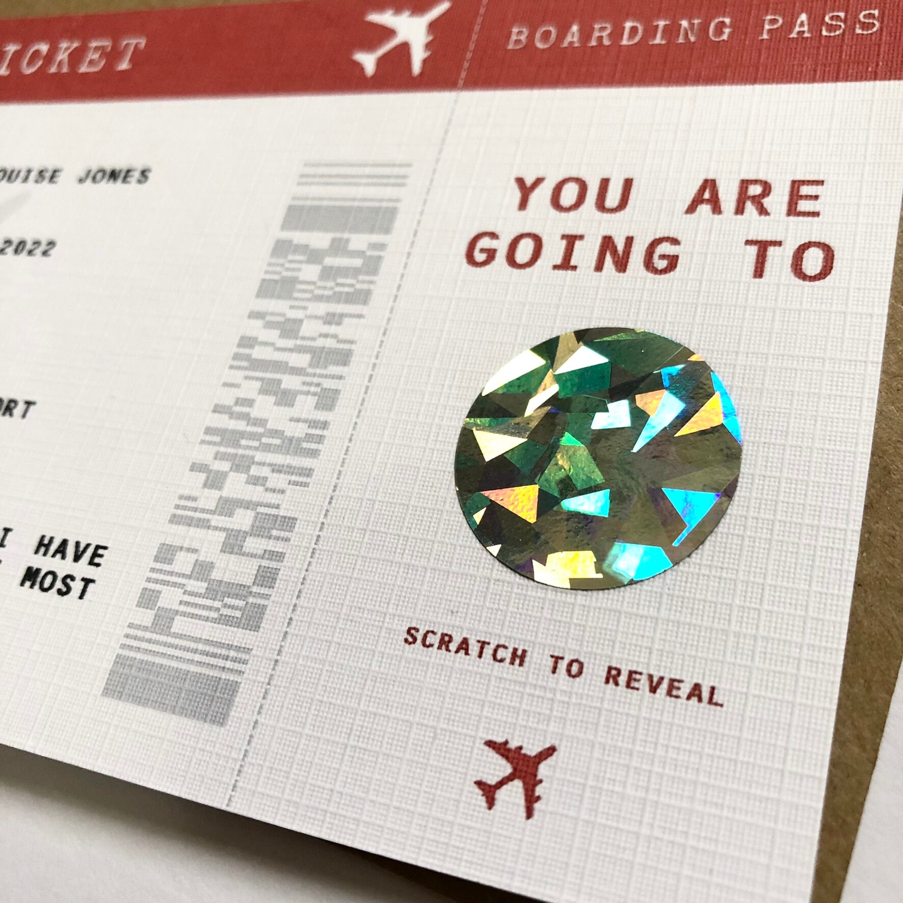 Personalised AEROPLANE Scratch Boarding Pass Surprise - Etsy