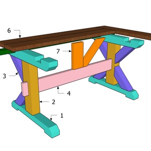 6 Ft Patio Table Plans - Etsy