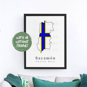 Puerto Rico Wall Art: Bayamón Flag Quality Art Print, Framed OR ...