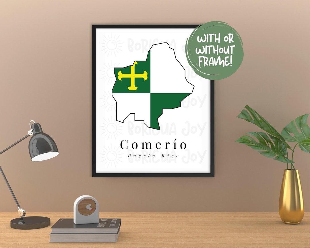 Puerto Rico Wall Art: Comerío Flag Quality Art Print, Framed OR ...