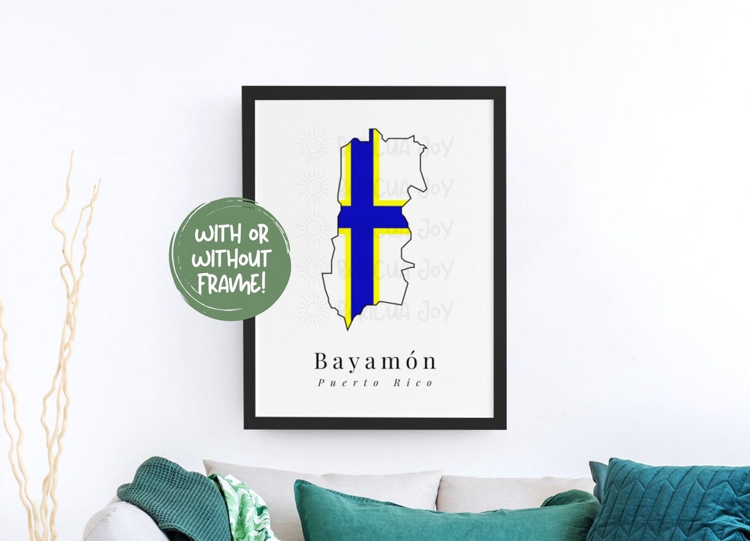 Puerto Rico Wall Art: Bayamón Flag Quality Art Print, Framed OR ...