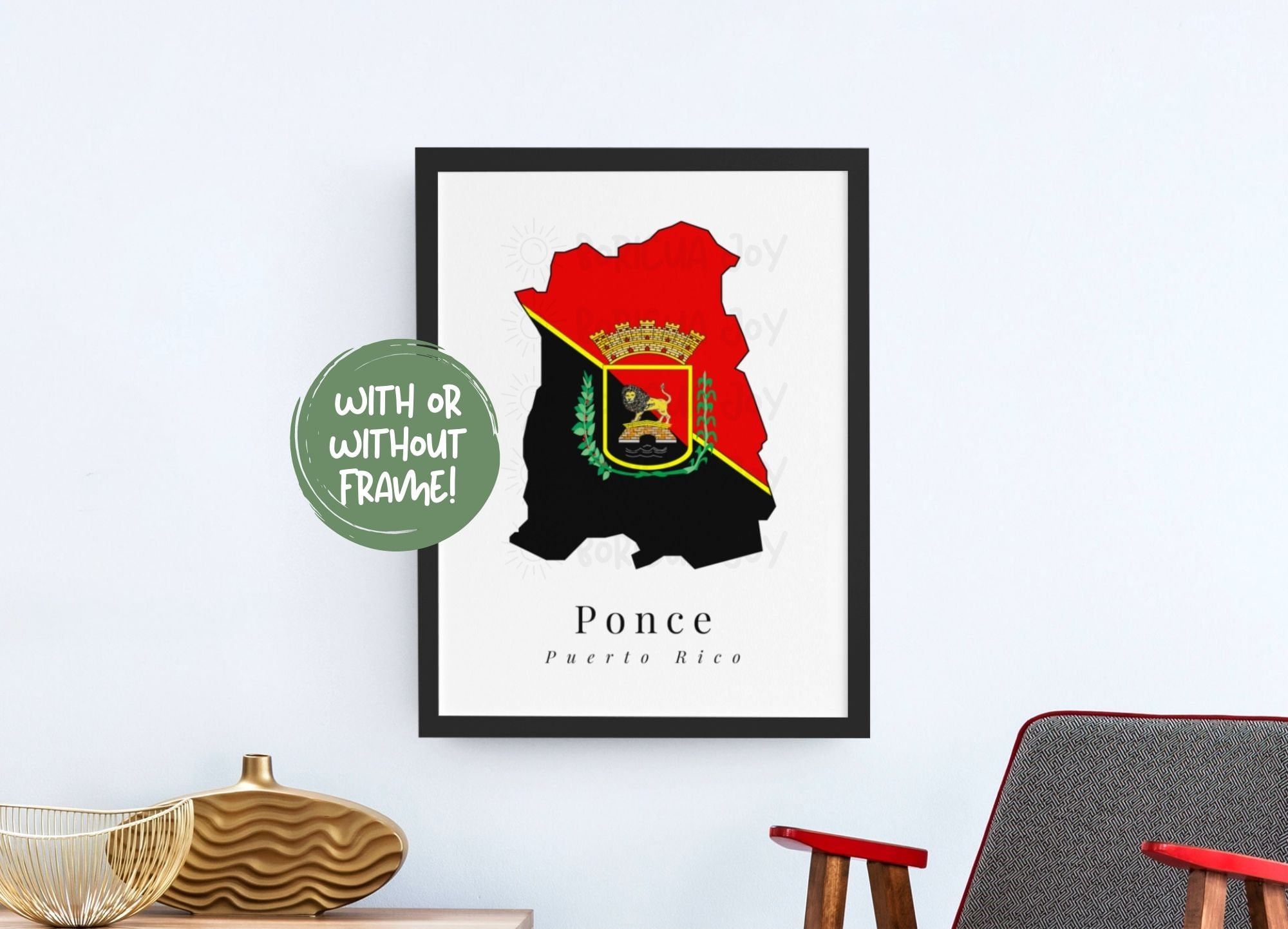 Puerto Rico Wall Art: Ponce Flag Quality Art Print Framed - Etsy