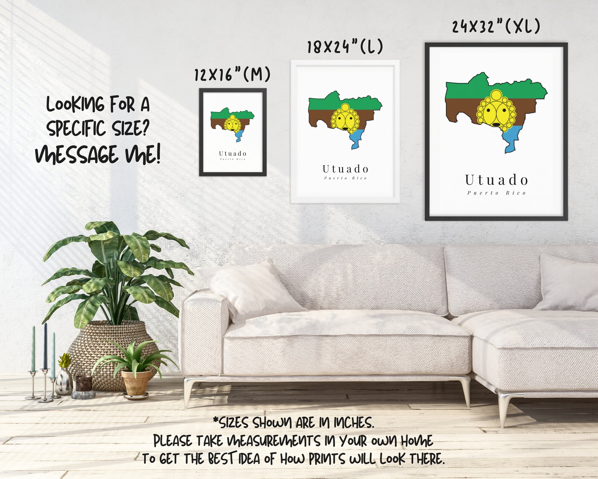 Puerto Rico Wall Art: Utuado Flag Quality Art Print Framed - Etsy