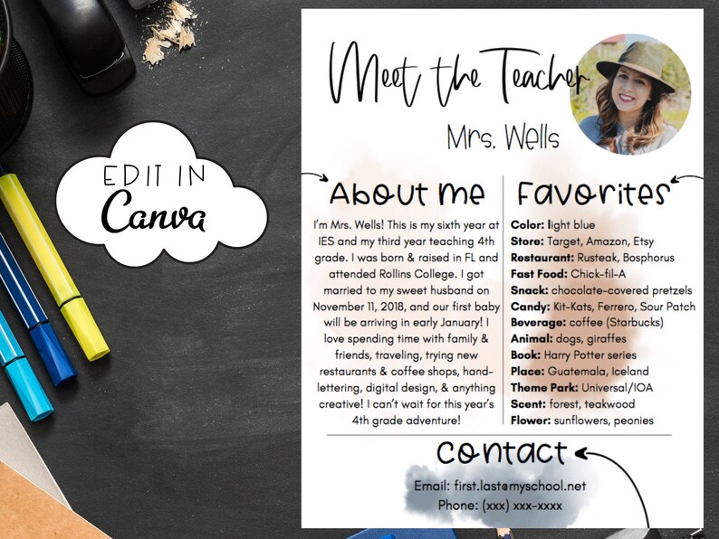 EDITABLE Meet the Teacher, Abstract Meet the Teacher Template, Teacher ...