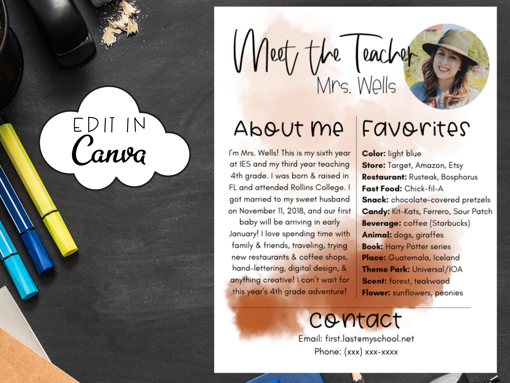 EDITABLE Meet the Teacher, Abstract Meet the Teacher Template, Teacher ...