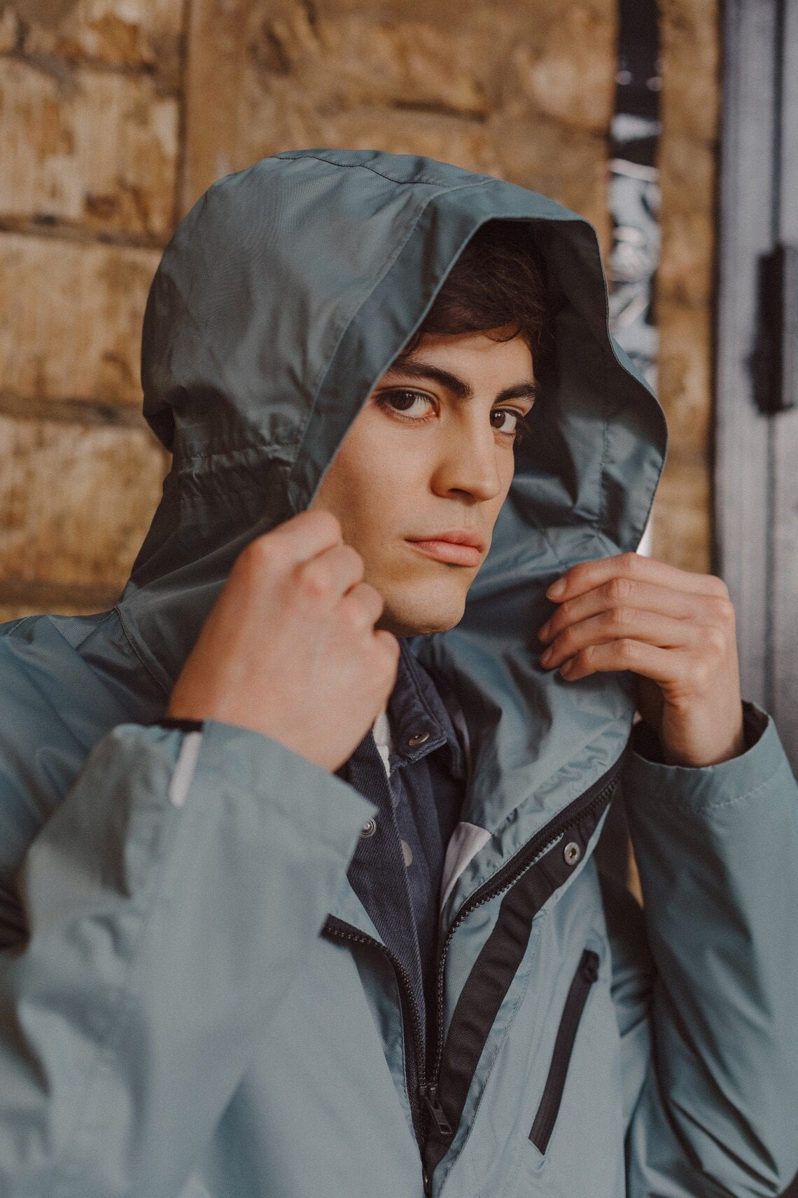 Grey Men Rain Jacket for Traveling Men Raincoat With Hood - Etsy