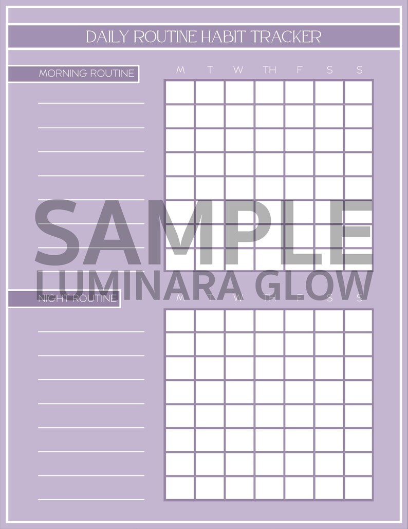 Purple Daily Habit Tracker Printable | Weekly Routine Checklist ...