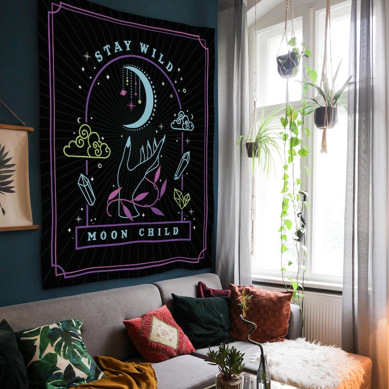 Stay Wild Moon Child Moon Tapestry Witch Tapestry Witchy - Etsy
