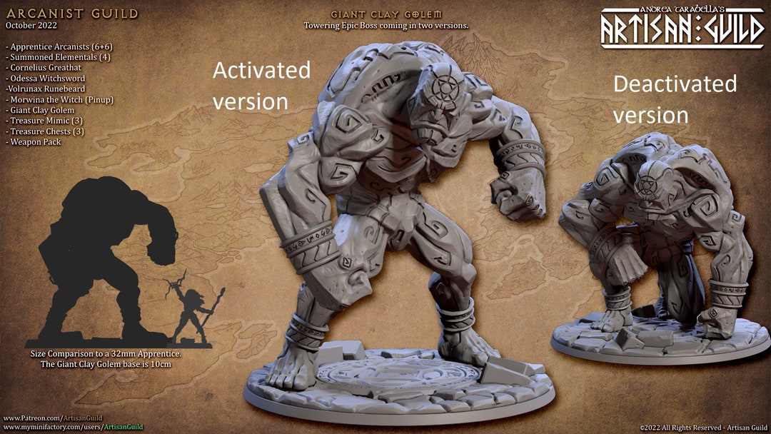 Giant Clay Golem Resin Miniature, Arcanist's Guild Set by Artisan Guild ...