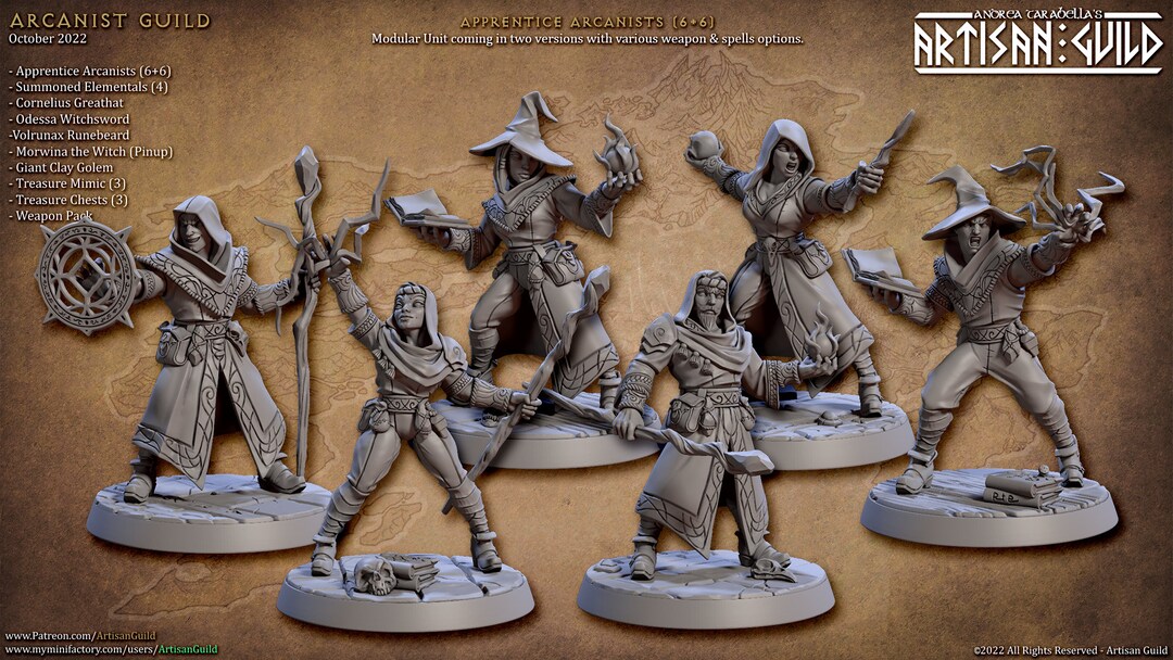 Modular Human Arcanists Resin Miniature, Arcanist's Guild Set by Artisan Guild, for Tabletop ...