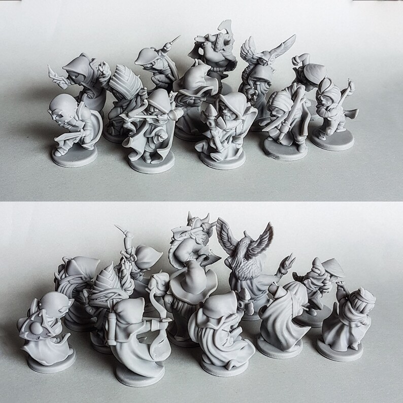 12 Chibi Miniatures Set D&D Tabletop RPG. Sorcerer Fighter - Etsy UK
