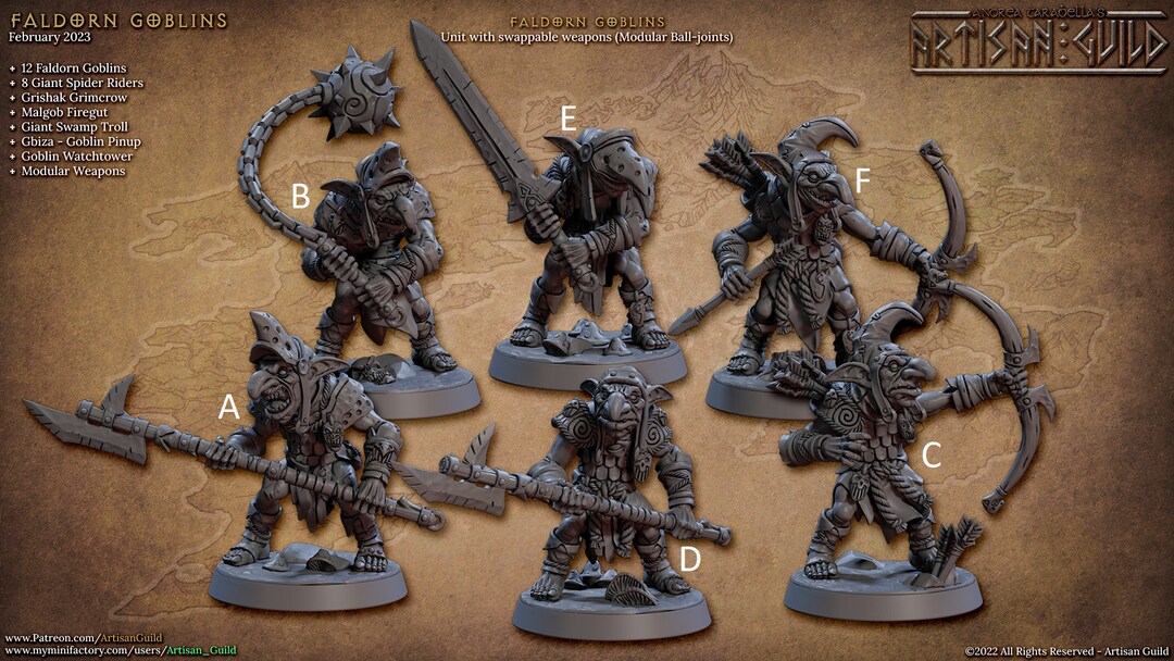 Modular Goblin Warriors Resin Miniature, Faldorn Goblins Set by Artisan Guild, for Tabletop, RPG ...