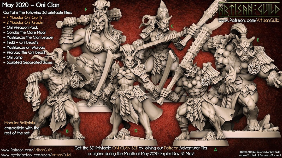 Modular Orc Ogre Warrior Resin Miniature, Oni Clan Set by Artisan Guild ...