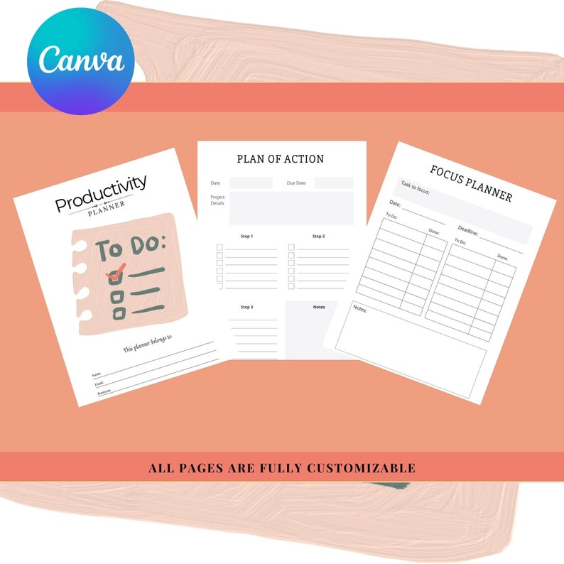 Productivity Planner | Editable Templates | Editable Planners | Digital ...