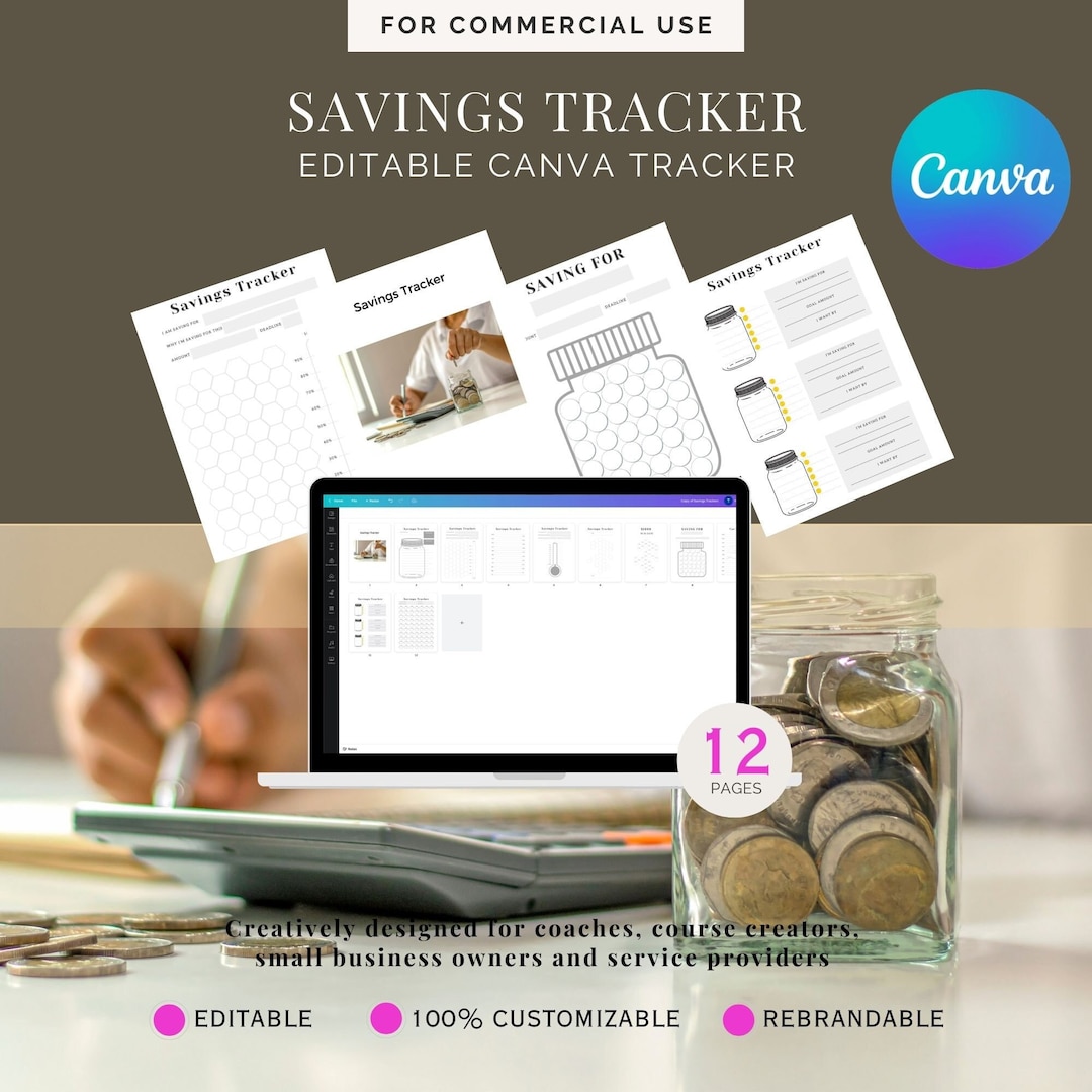 Savings Tracker Savings Tracker Canva Template Coaching Tools - Etsy