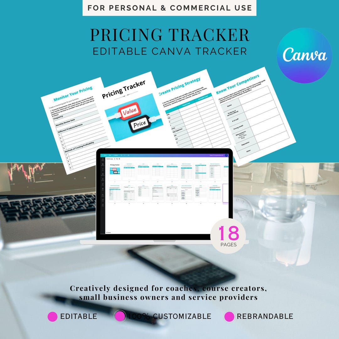 Pricing Tracker | Editable Templates | Editable Planners | Digital ...