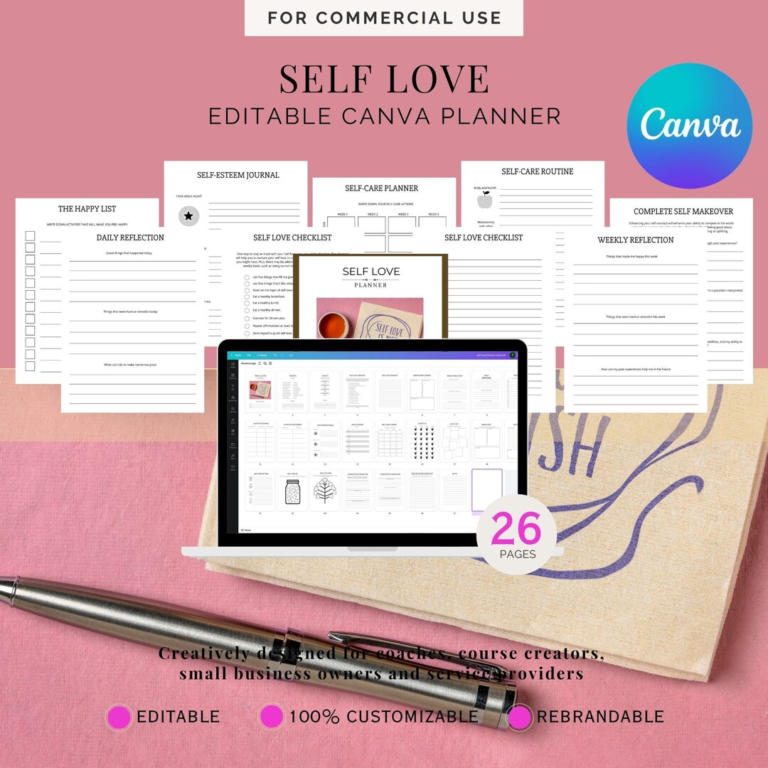 Self Love Planner Self Love Planner Canva Template Coaching Tools - Etsy