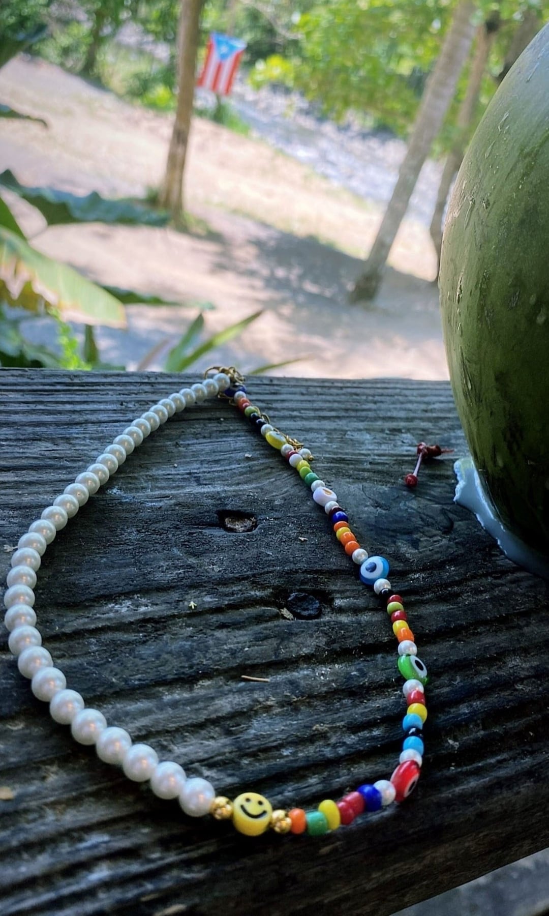 Smiley Face Choker, Happy Face Choker, Rainbow Evil Eye Choker ...