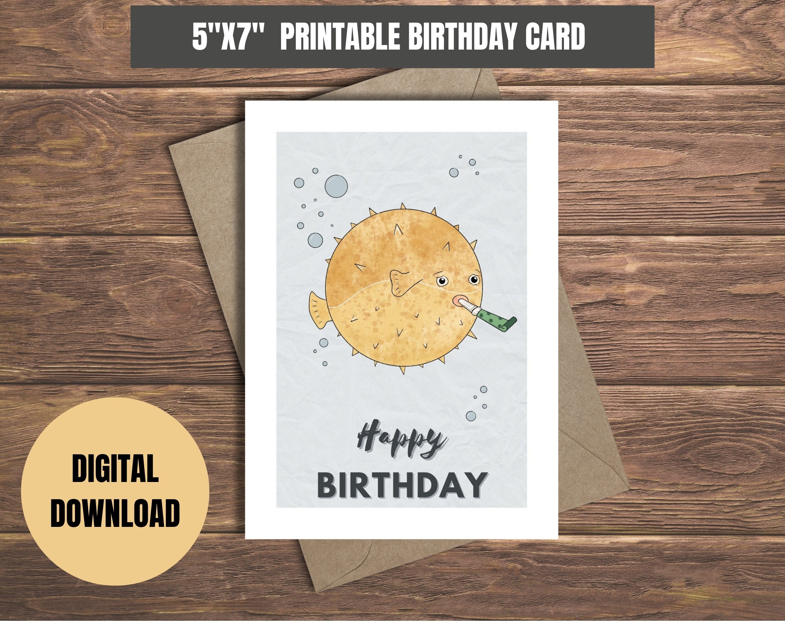 Printable Birthday Card puffer Wishes - Etsy