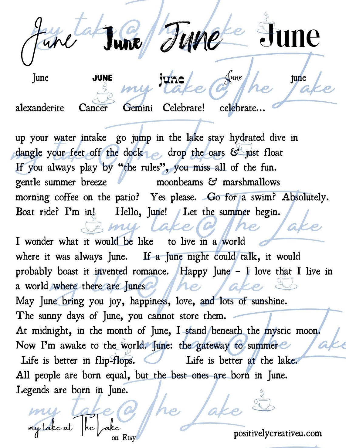 JUNE Words Phrases and Quotes Digital Kit for Junk Journals - Etsy